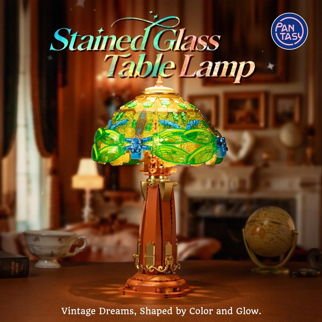 PANTASY Stained Glass Table Lamp - Vintage Tiffany Lamp Art Lego ...