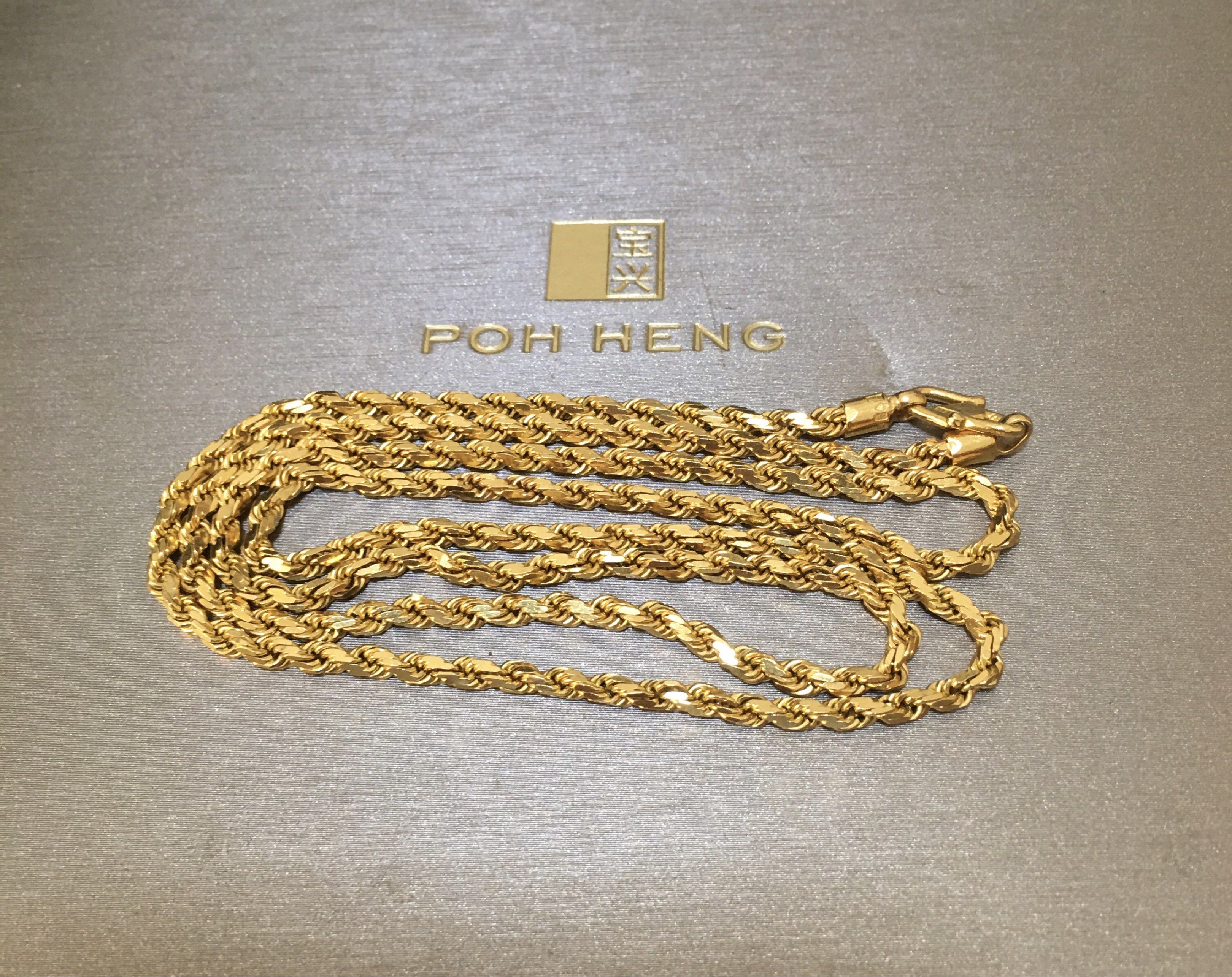 Poh Heng 916 Gold Rope Chain Necklace - Weight 27.46 approx. - Width ...