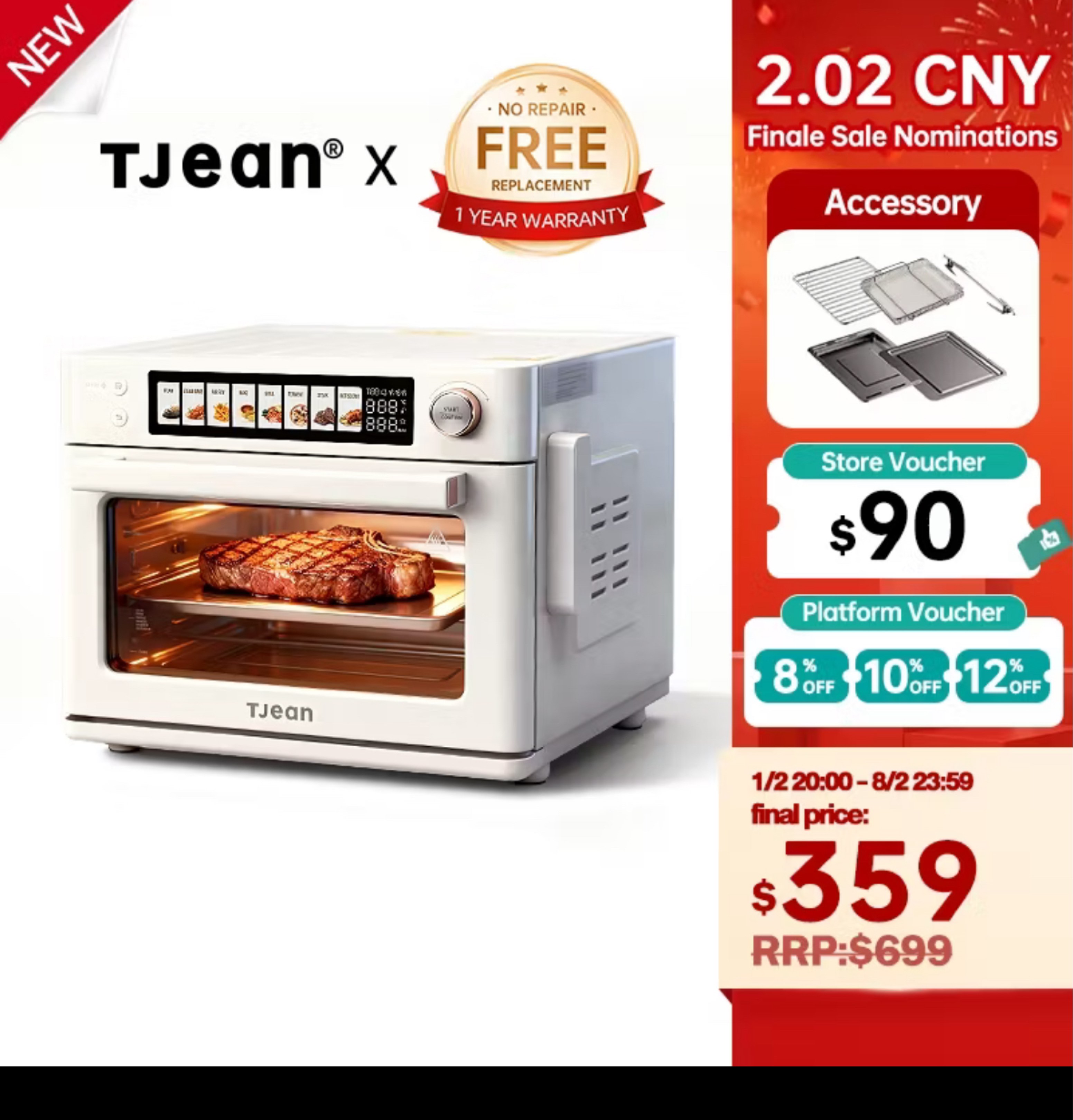 TJean steam oven 22litre, TV & Home Appliances, Kitchen Appliances ...