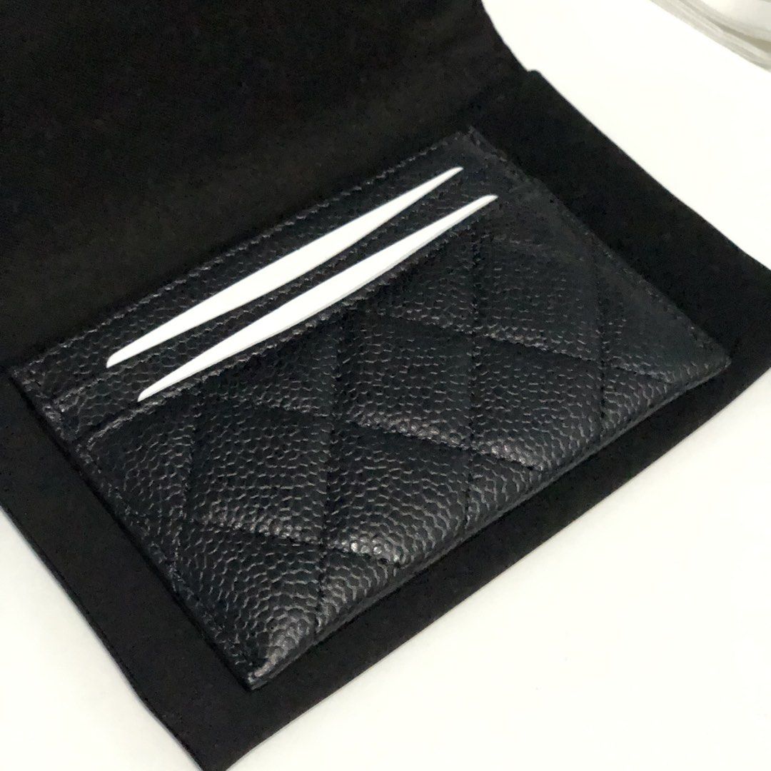 Chanel Caviar Card Holder Wallet - Black Gold Hardware, Luxury, Bags ...