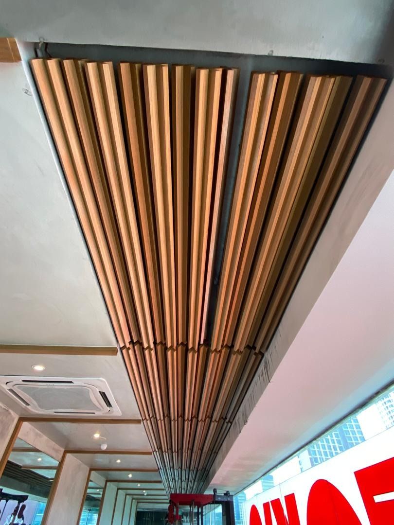 Designer partition divider, solid wood panel strip, glass marble coffee ...