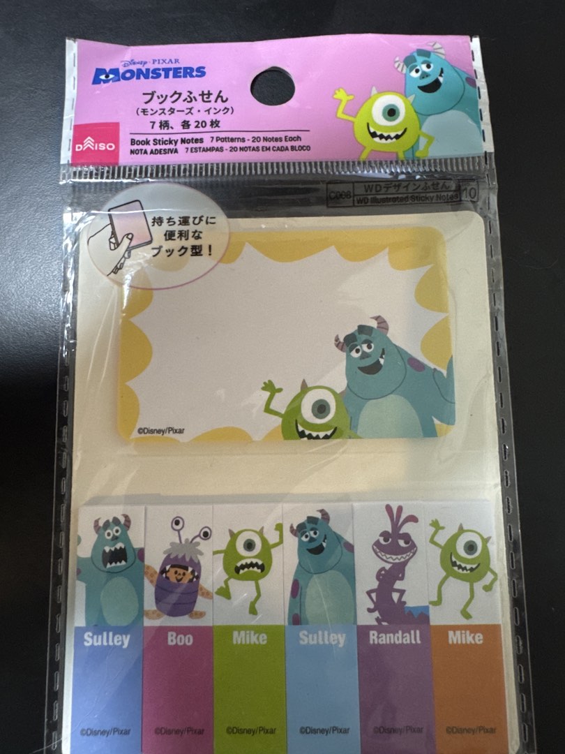 Disney Pixar Monsters Inc. Sticky Notes - Daiso, Hobbies & Toys ...