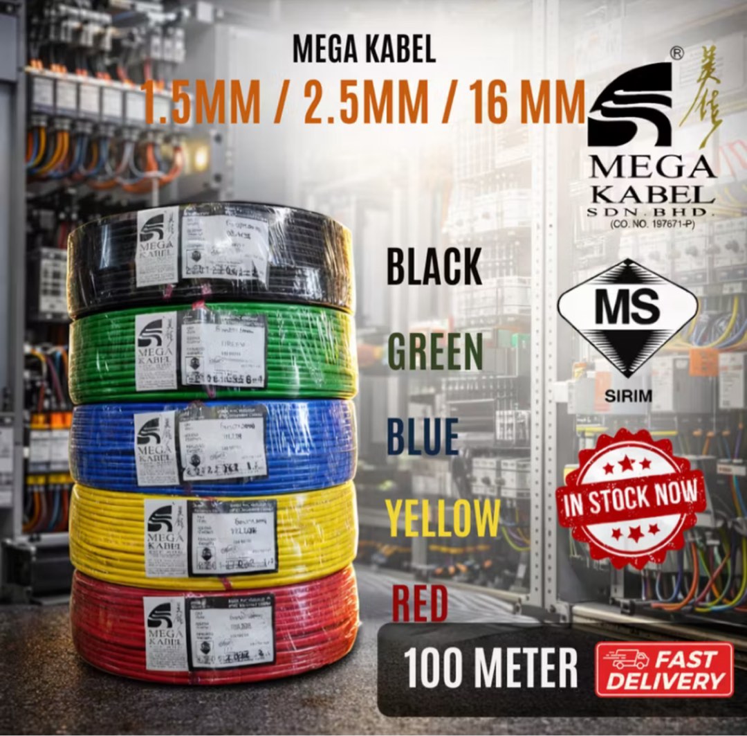 Mega cable PVC Wire 1.5mm 100m, TV & Home Appliances, Electrical ...