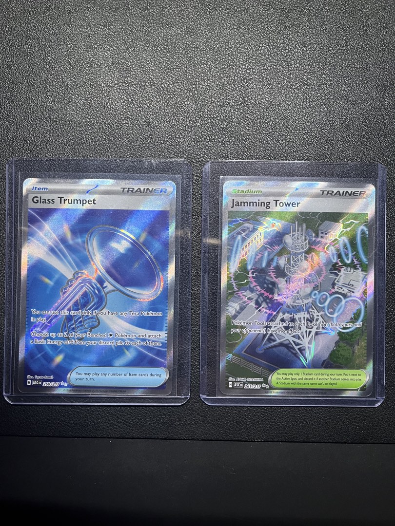 Pokemon TCG Trainer Cards - Glass Trumpet & Jamming Tower, Hobbies ...