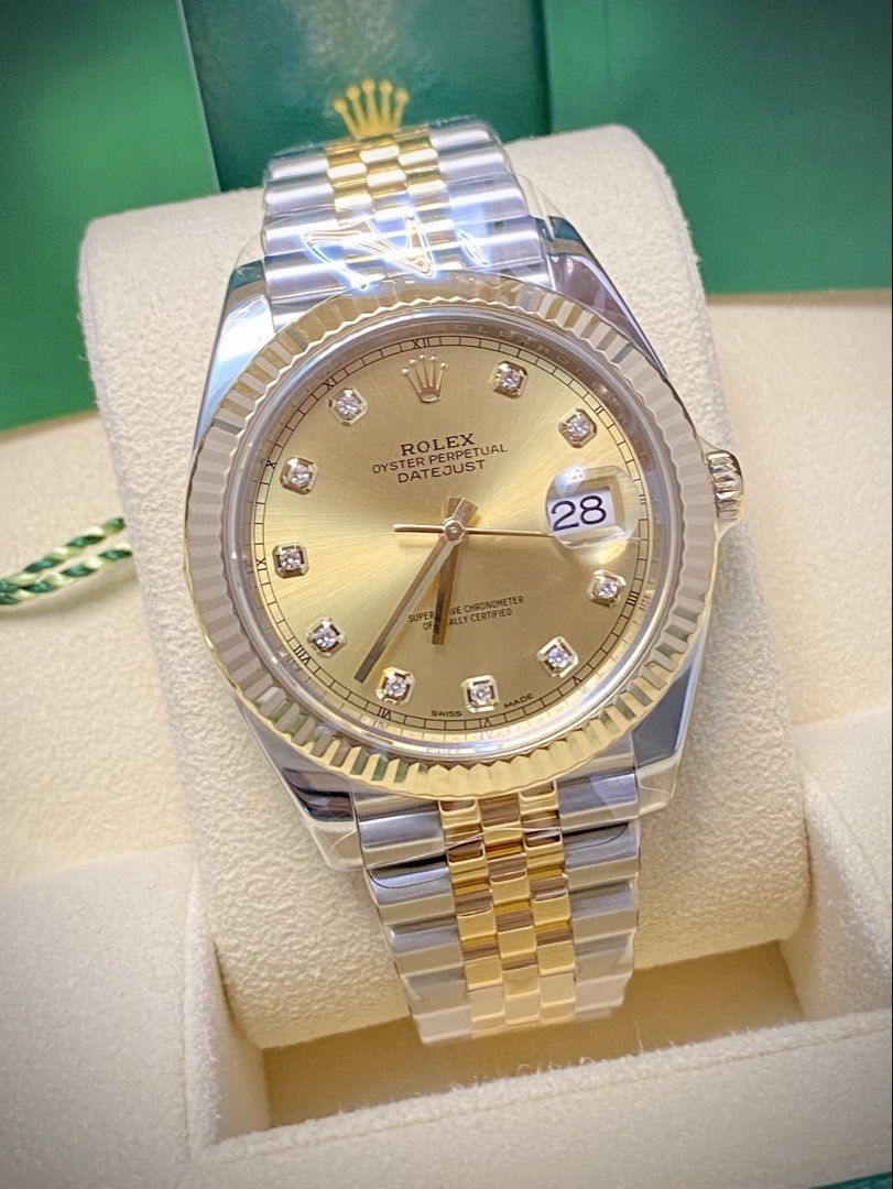 Rolex Datejust 41 Diamond Dial Two Tone, Luxury, Watches on Carousell