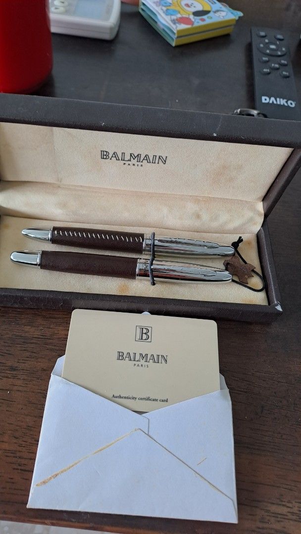 Balmain Paris Leather Pen Set, Luxury, Accessories on Carousell