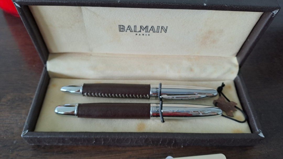 Balmain Paris Leather Pen Set, Luxury, Accessories on Carousell