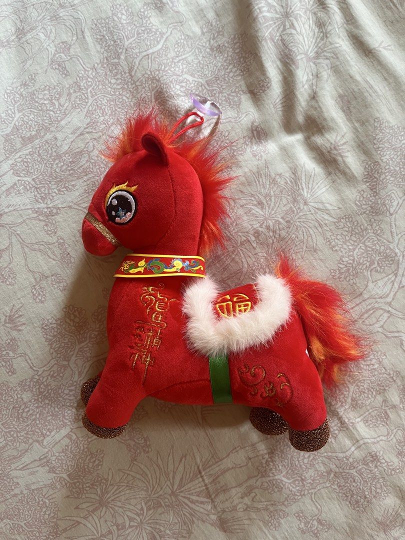 Chinese New Year Red Horse Plush Toy Suction Cup, Hobbies & Toys, Toys ...