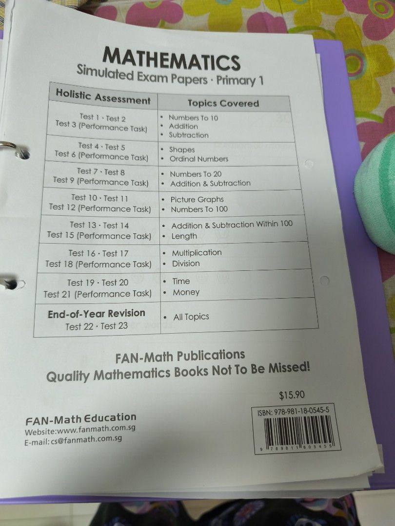 FAN-Math Primary 1 Mathematics Simulated Exam Papers, Hobbies & Toys ...