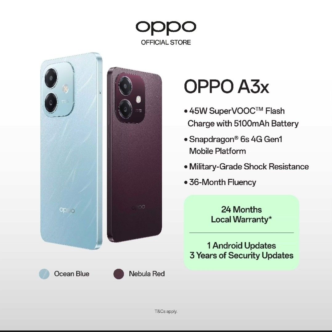 Oppo A3x 128GB Nebula Red, Mobile Phones & Gadgets, Mobile Phones ...