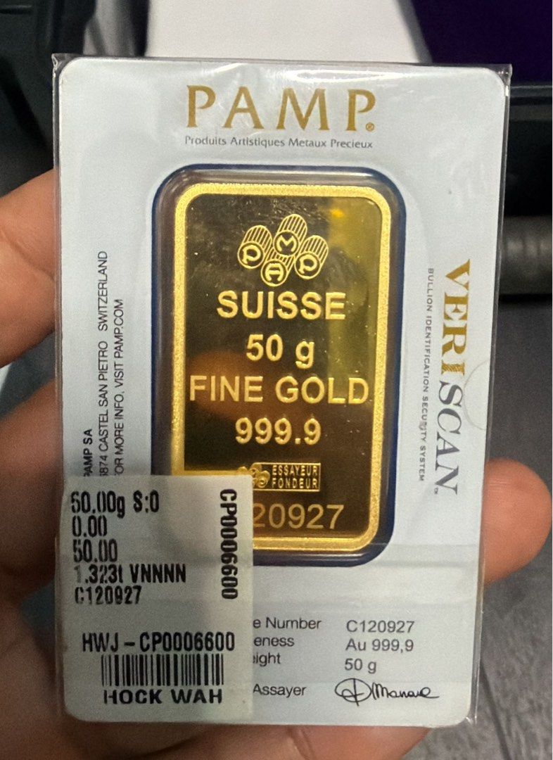 PAMP Suisse 50g Fine Gold 999.9 Bar, Hobbies & Toys, Memorabilia ...