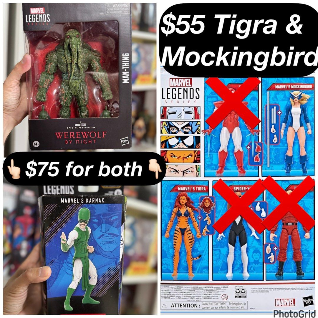 Marvel legends man-thing karnak mockingbird tigra werewolf by night ...