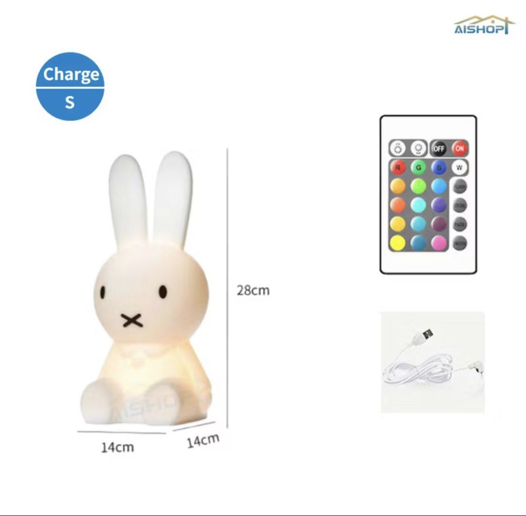 Miffy Bunny Night Light, Furniture & Home Living, Lighting & Fans ...