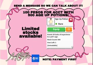 Roblox Adopt Me Account With Bucks and Age Up Potions, Video Gaming ...