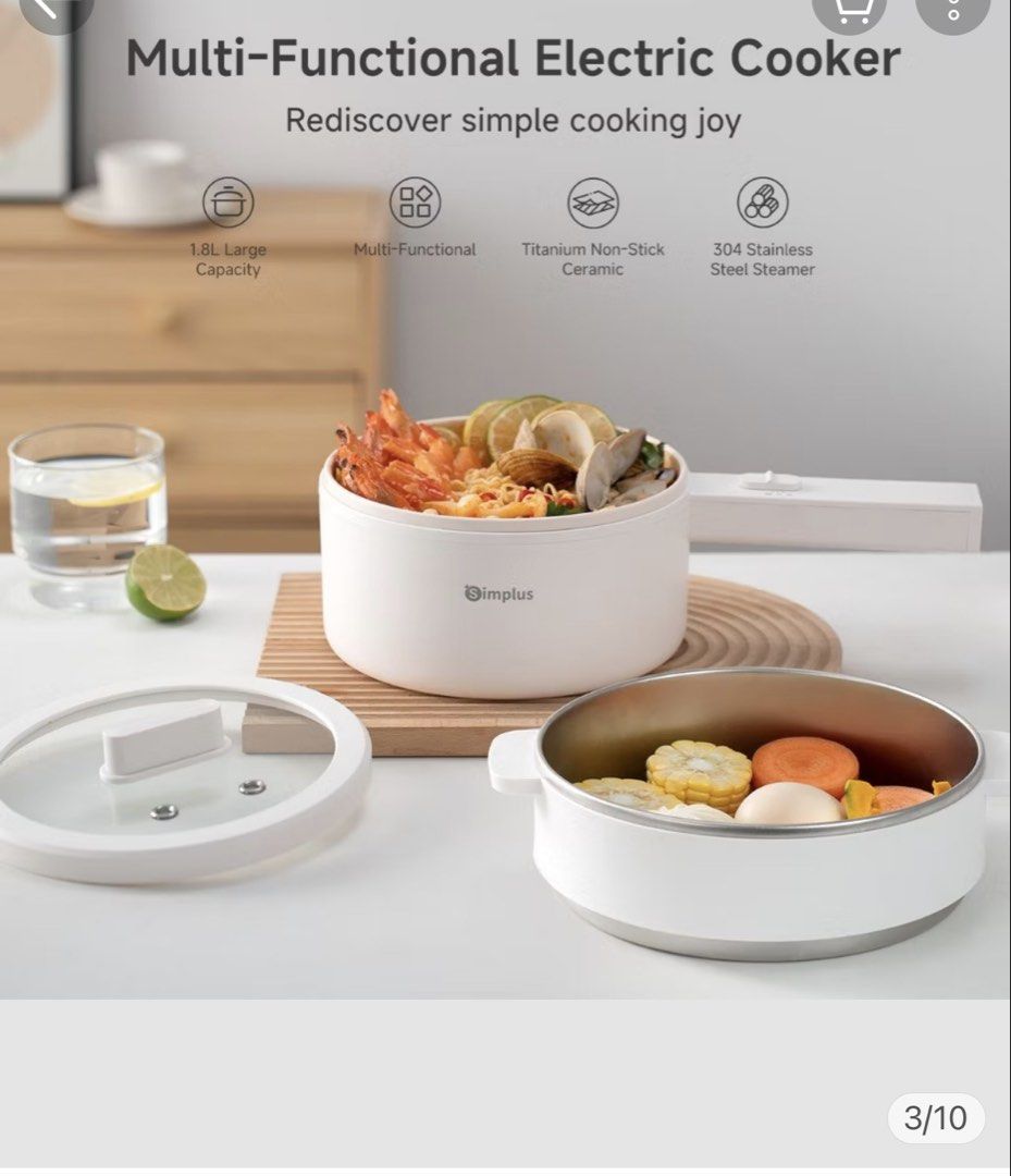 Simplus 1.8L Multi-Functional Electric Cooker, Furniture & Home Living ...