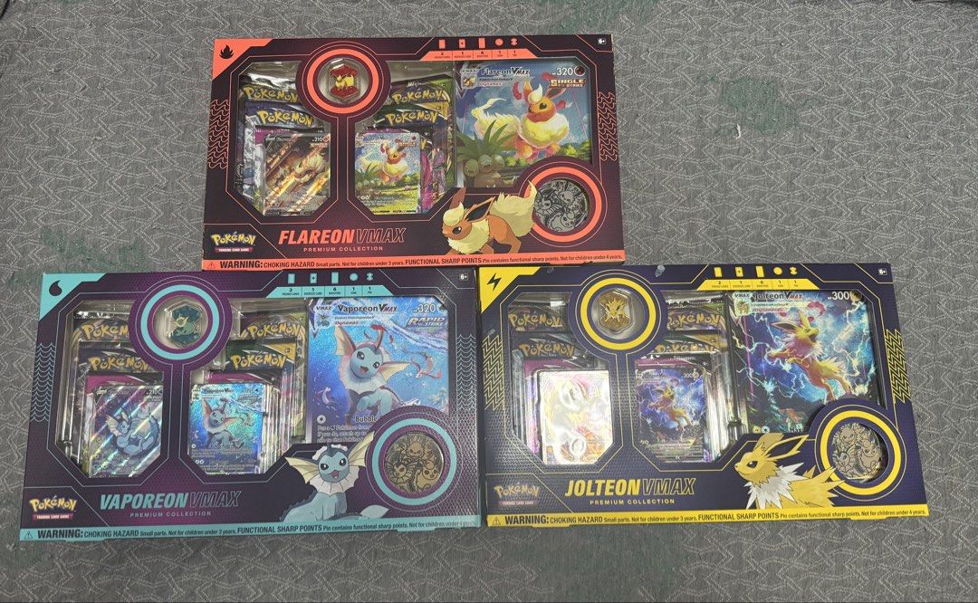 Pokemon SWSH Flareon, Jolteon & Vaporeon VMAX Premium Collection Box ...