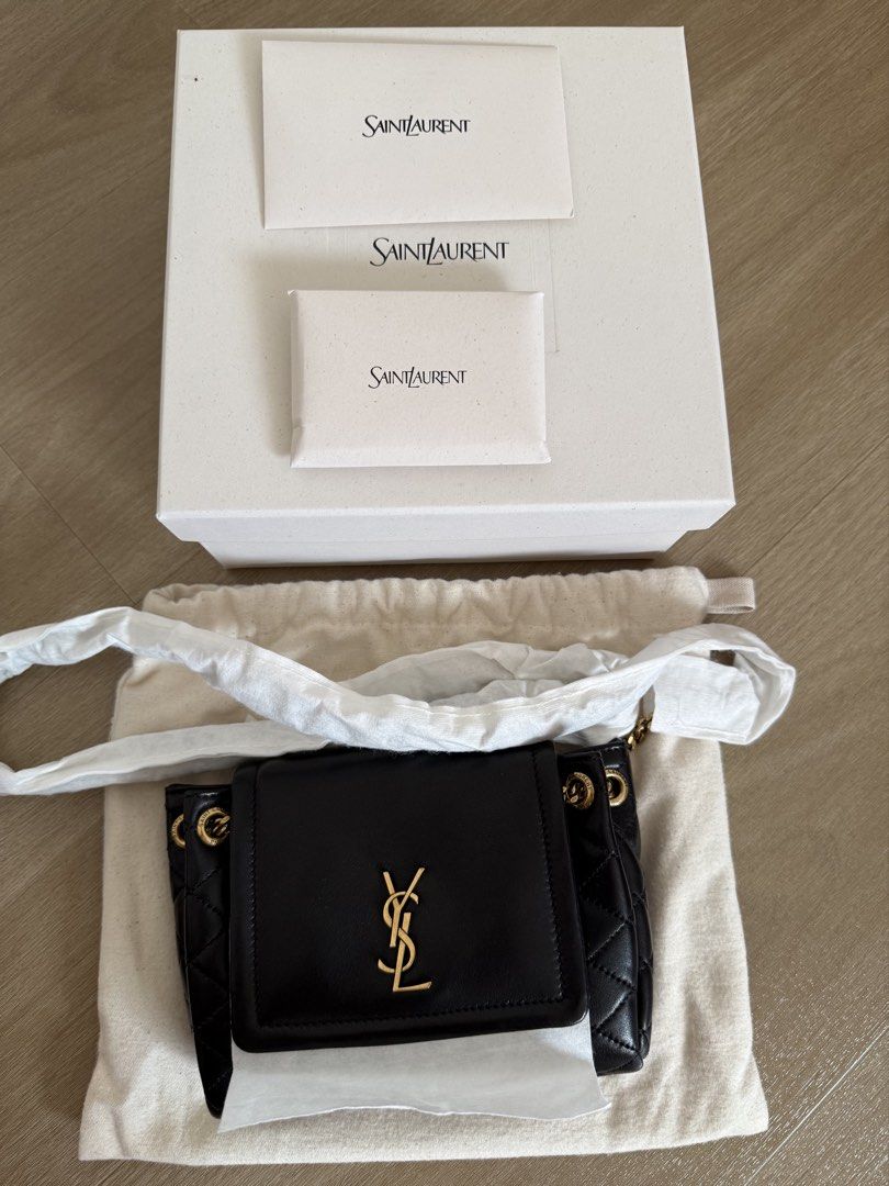 Saint Laurent Mini Nolita Bag in Lambskin - Black, Luxury, Bags ...