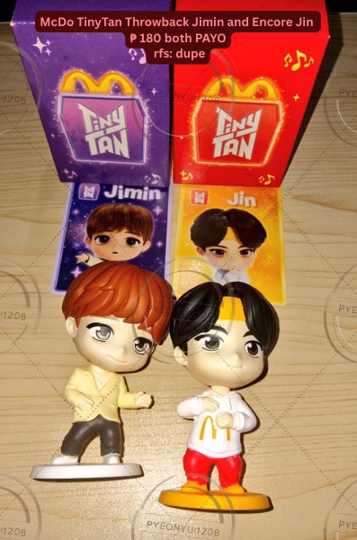 McDo TinyTan Throwback Jimin and Encore Jin Set, Hobbies & Toys ...