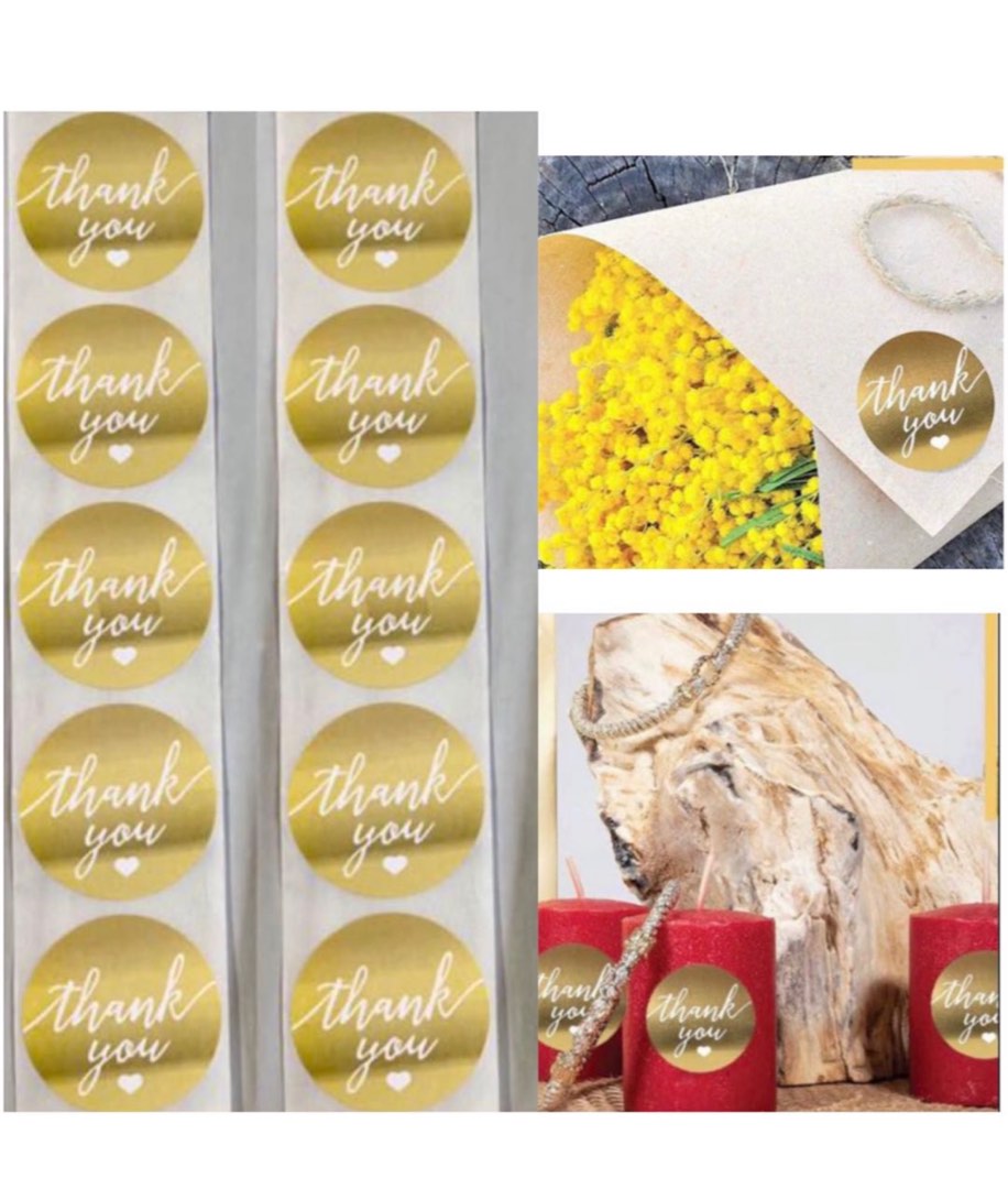 3.81 cm 40pcs Thank You Stickers Label Seal in Light Yellow-Brown ...