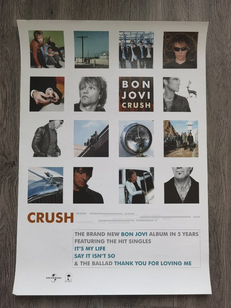 Bon Jovi Crush CD Album Poster, Hobbies & Toys, Memorabilia ...