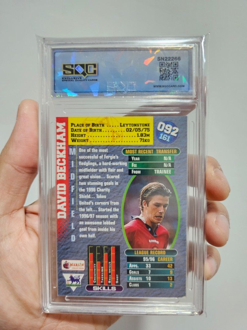 David Beckham Merlin's Premier Gold Trading Card - Man United Rookie ...