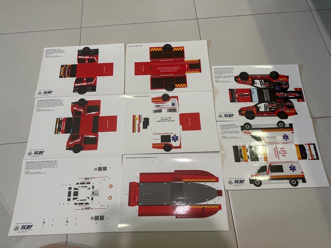 SCDF Papercraft Fire Engine Model Kit, Hobbies & Toys, Stationery ...