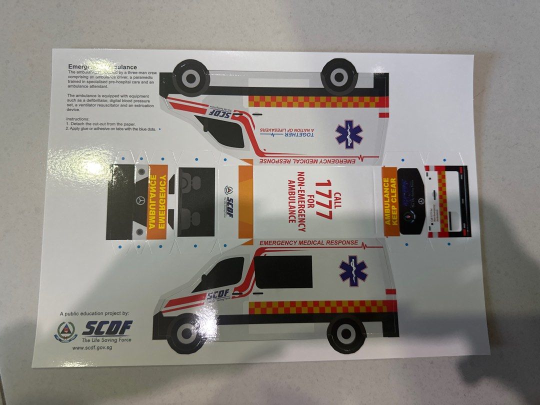 SCDF Papercraft Fire Engine Model Kit, Hobbies & Toys, Stationery ...