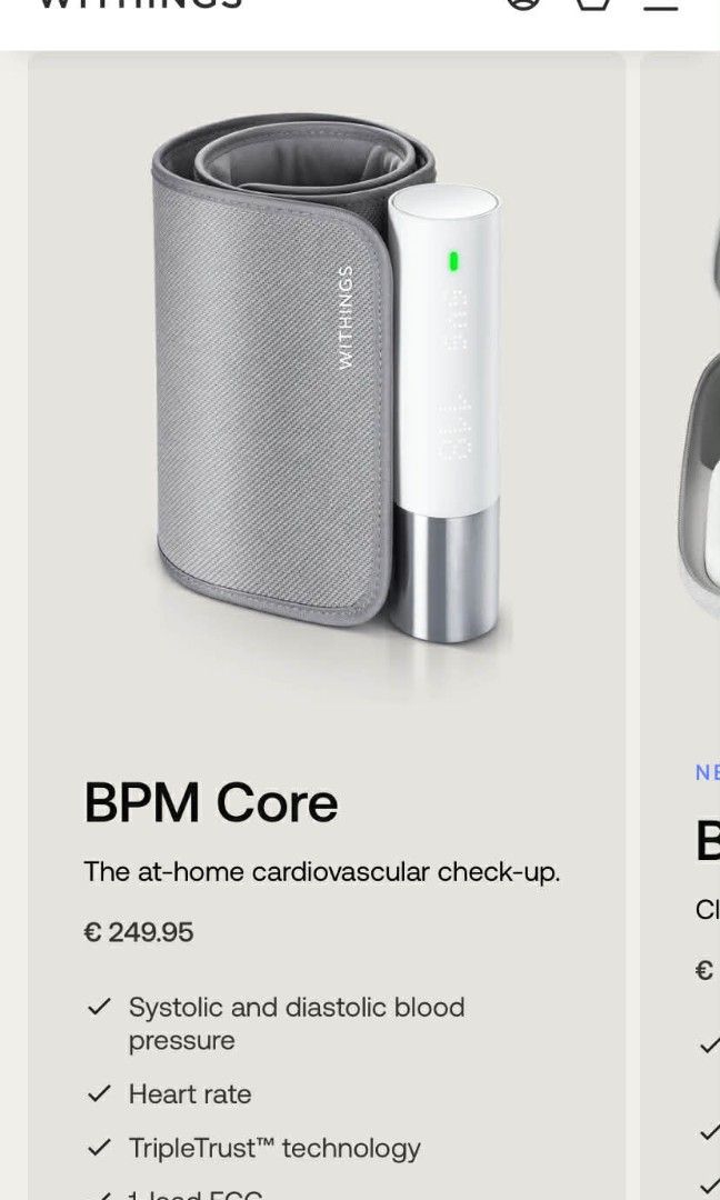 Withings BPM Connect Smart Blood Pressure Monitor, Health & Nutrition ...