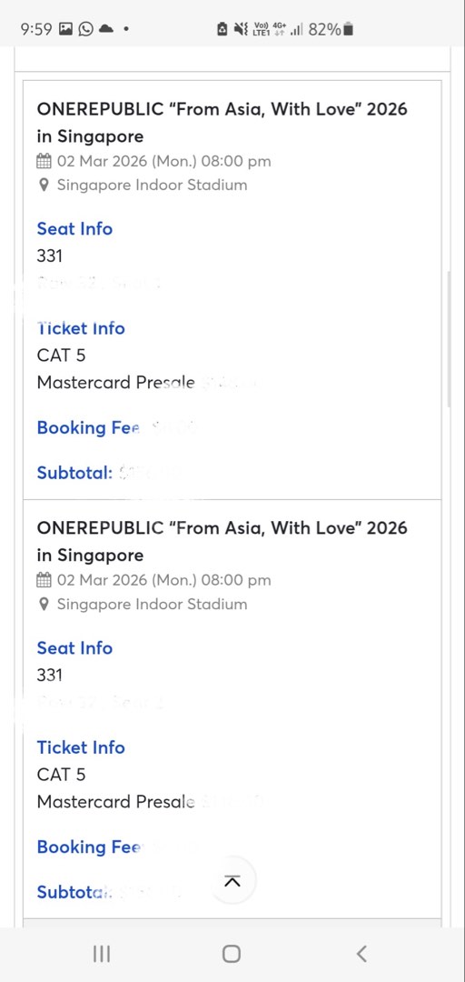 ONEREPUBLIC Concert Ticket - Singapore Indoor Stadium, Tickets ...