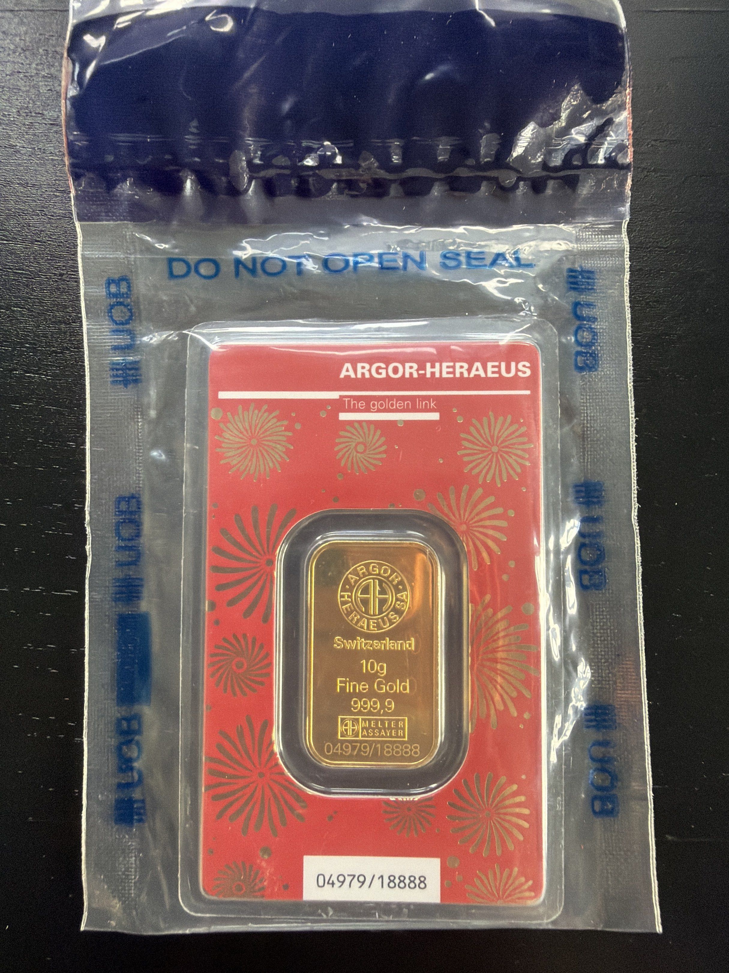Argor-Heraeus Dragon 10g Sealed UOB Gold Bar, Hobbies & Toys ...
