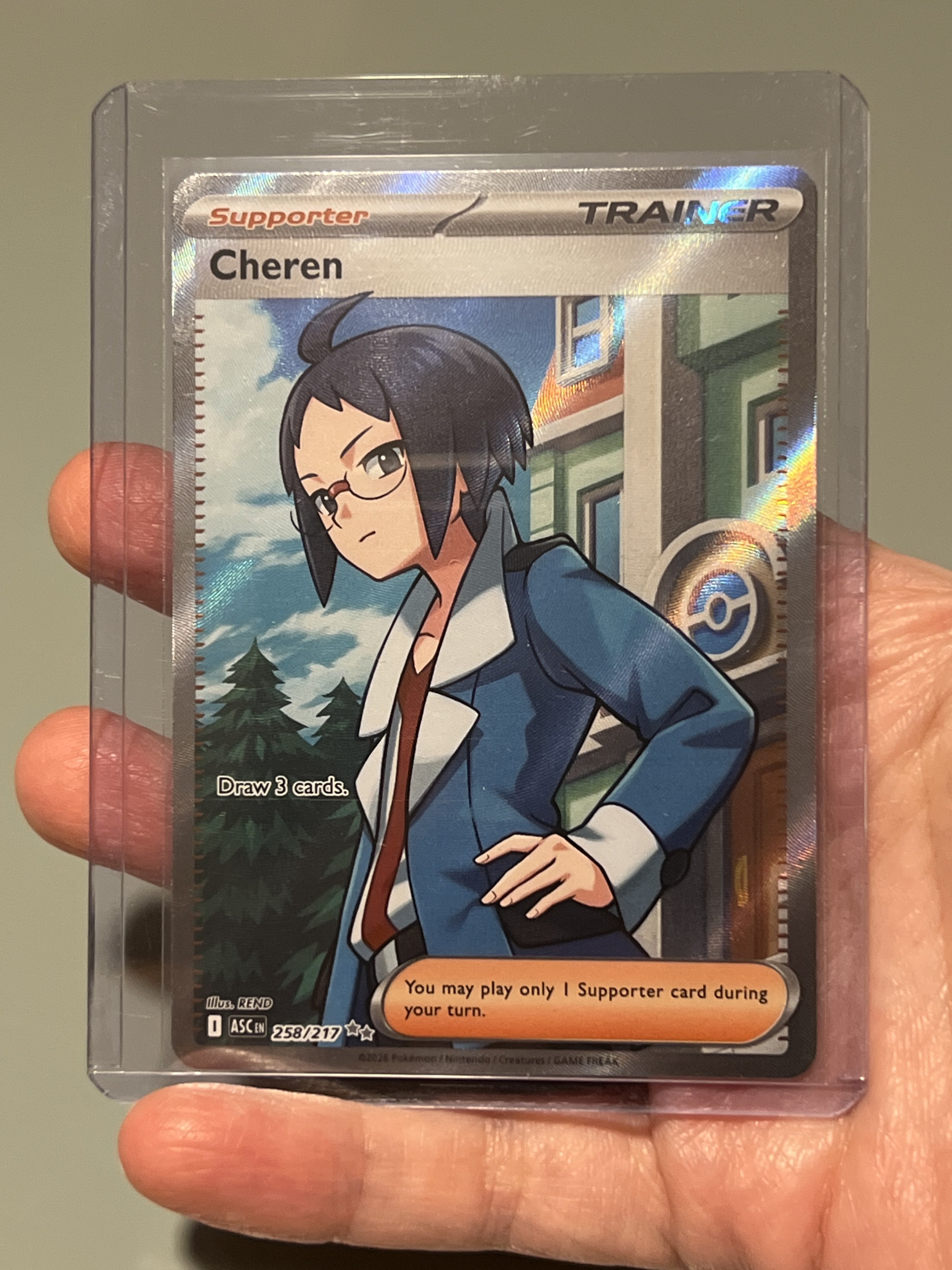 English Cheren ASC 258 Pokemon TCG ascended heroes Trainer Card full ...