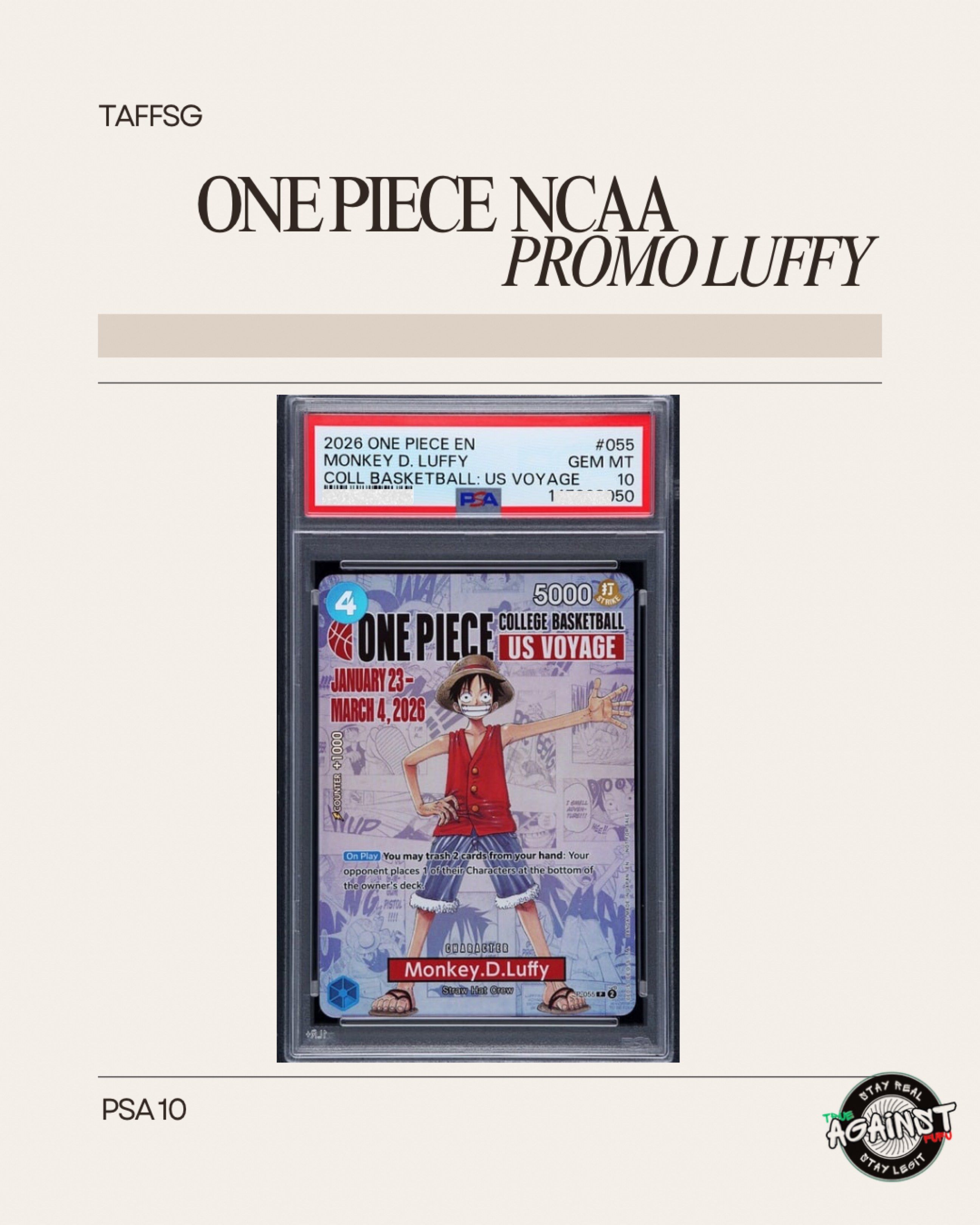 ONE PIECE US COLLEGE VOYAGE LUFFY PROMO PSA 10, Hobbies & Toys ...