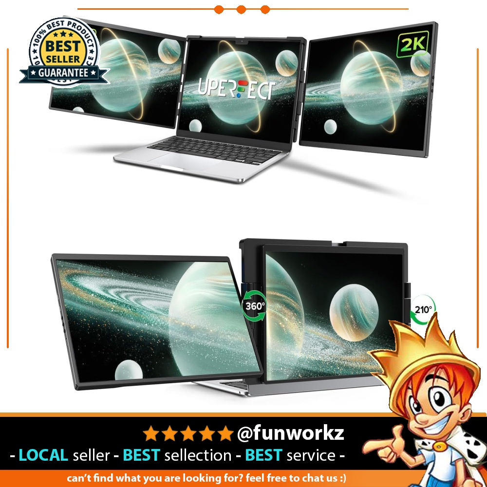 UPERFECT Laptop Screen Extender, 2K 14" 360° Patented Unique Swivel ...