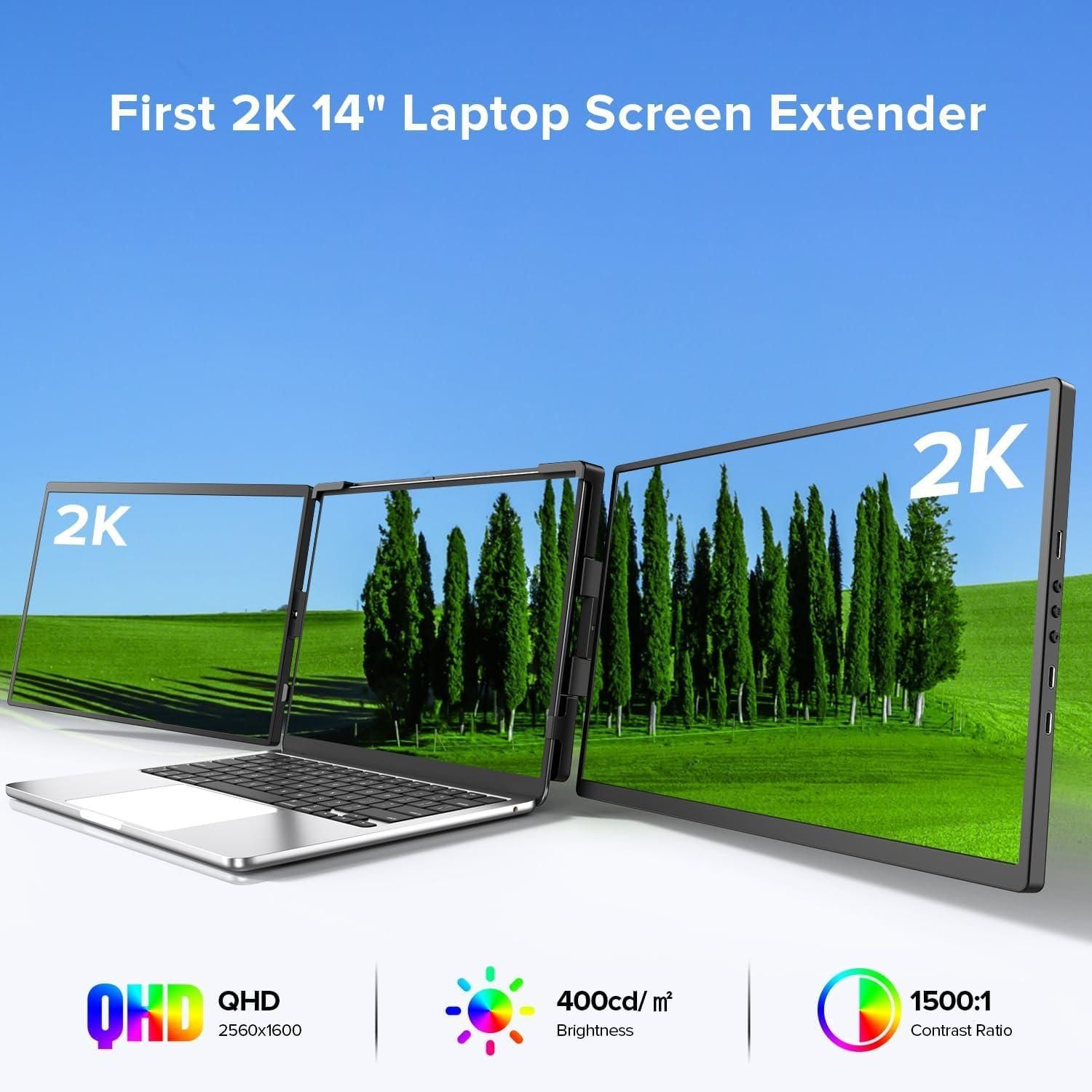 UPERFECT Laptop Screen Extender, 2K 14" 360° Patented Unique Swivel ...