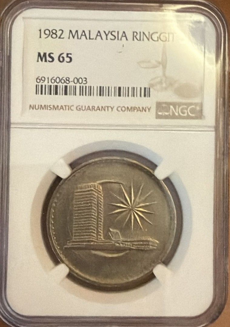 1982 Malaysia Ringgit $1 Coin Key Year NGC Graded MS65, Hobbies & Toys ...