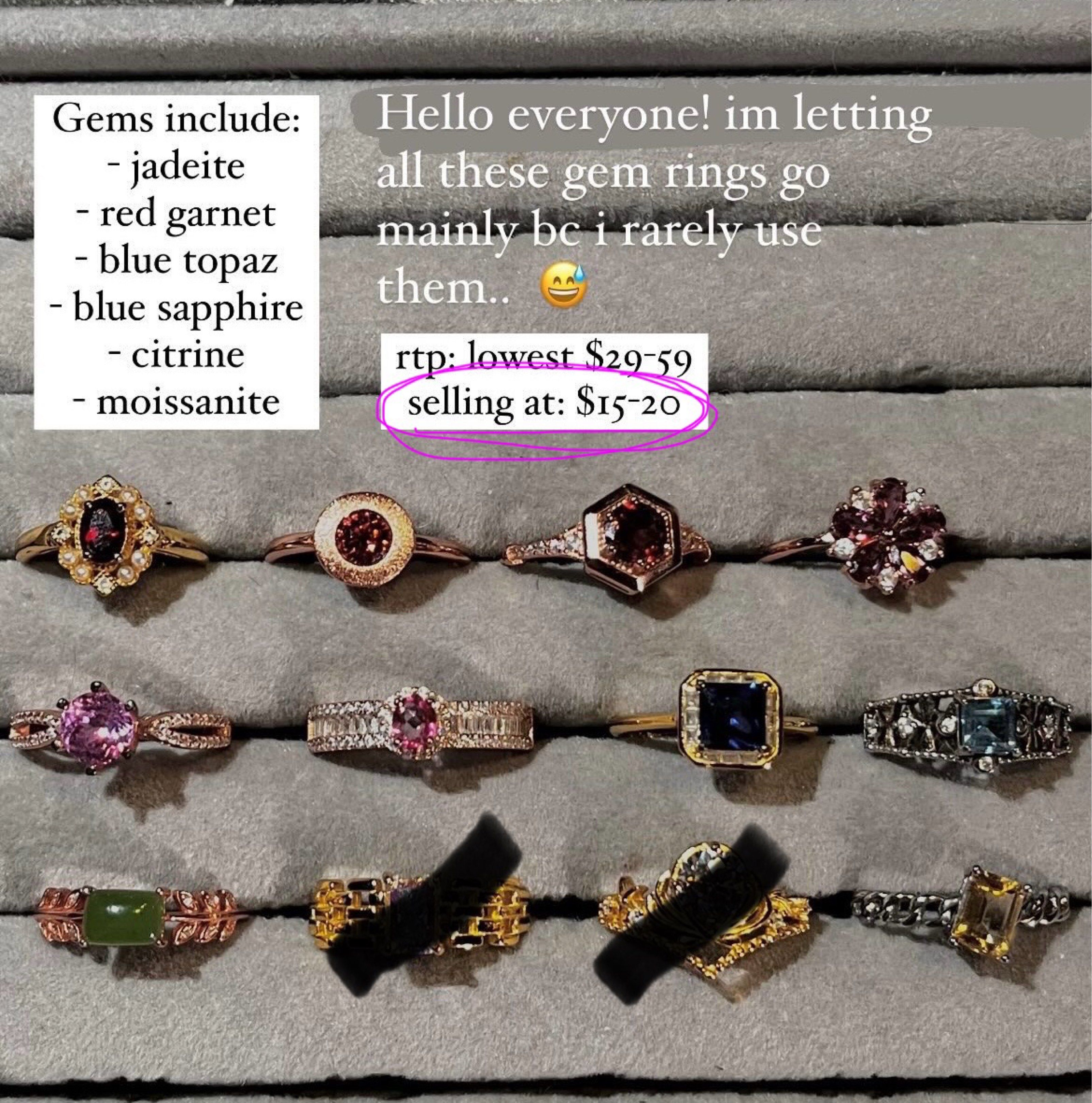 Gem Rings (adjustable sizing), Women's Fashion, Jewelry & Organisers ...