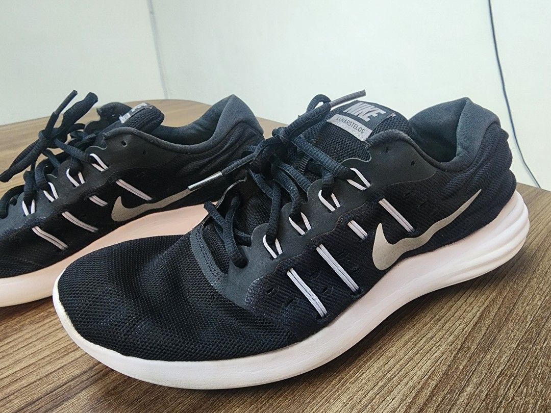Kasut 8.5UK Nike Lunarstelos Black White Sneakers, Men's Fashion ...