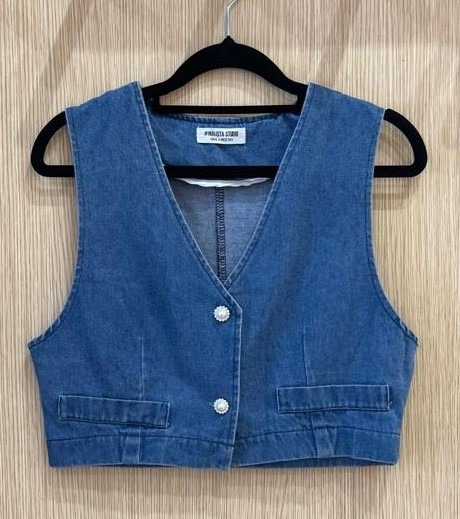 Malista Studio Denim Vest Oneset, Fesyen Wanita, Muslim Fashion, Atasan ...