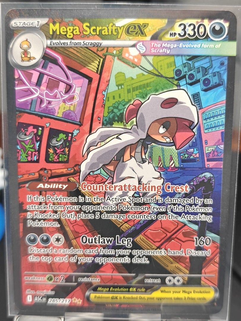 Mega Scrafty EX SIR Pokemon Card - Ascended Heroes, Hobbies & Toys ...