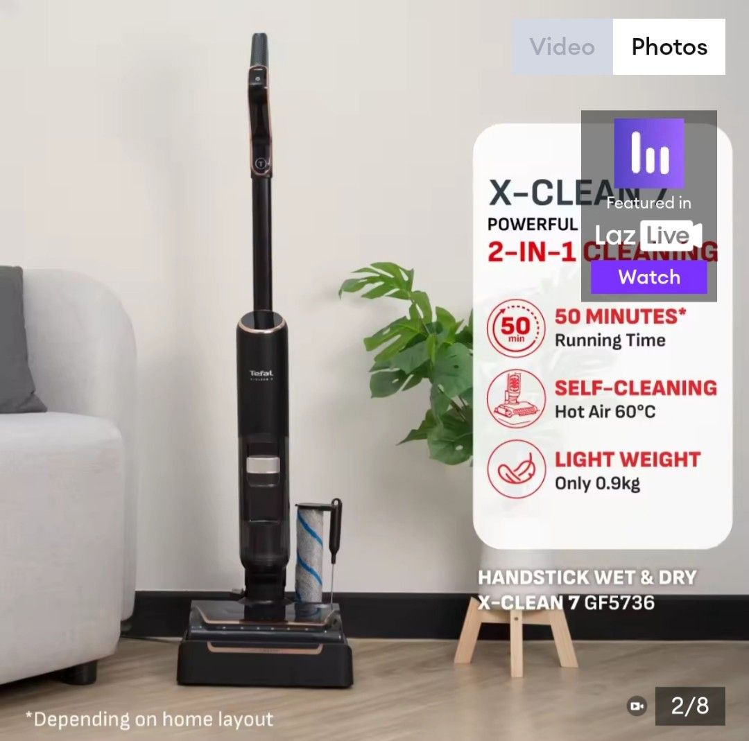 Tefal X-Clean 7 GF5736 Handstick Wet & Dry Vacuum, TV & Home Appliances ...