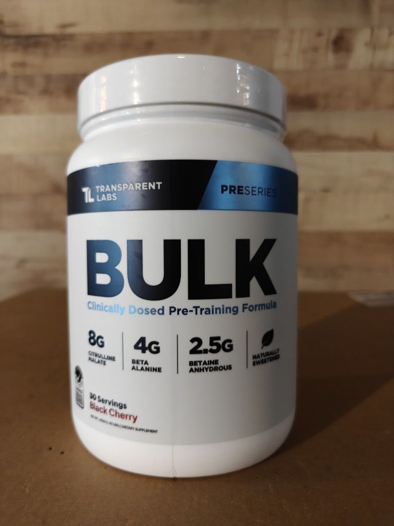 Transparent Labs BULK Pre-Training Formula Pre-Workout - Black Cherry ...
