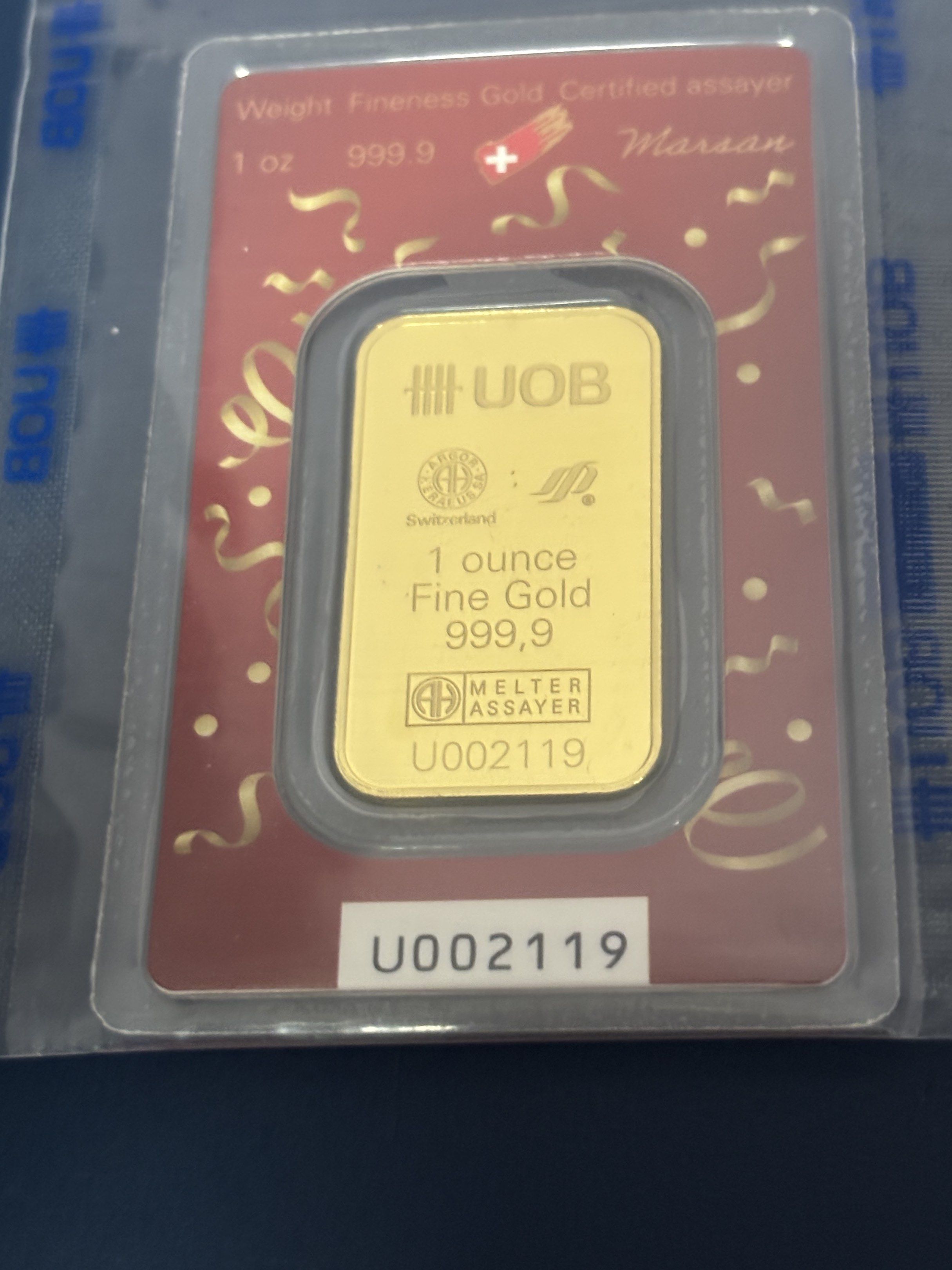 UOB 1 oz Fine Gold Bar, Hobbies & Toys, Memorabilia & Collectibles ...