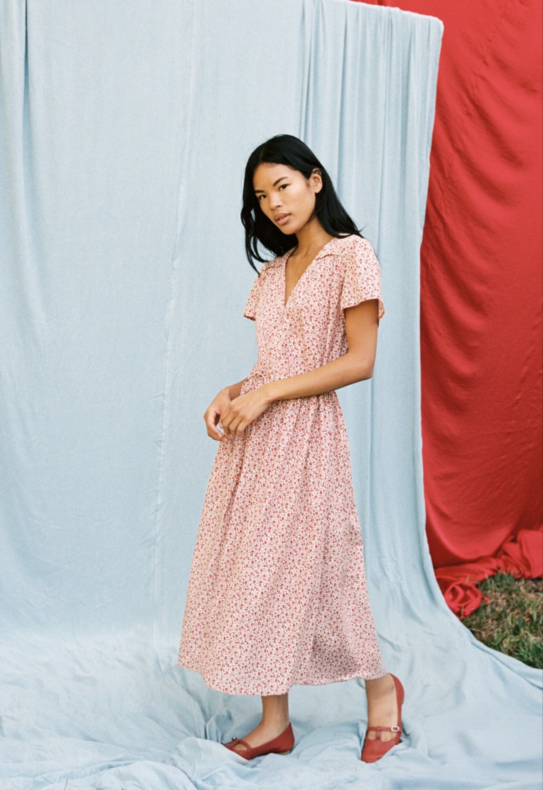 Christy dawn- simple dawn dress in Maroon Calico, Women's Fashion ...