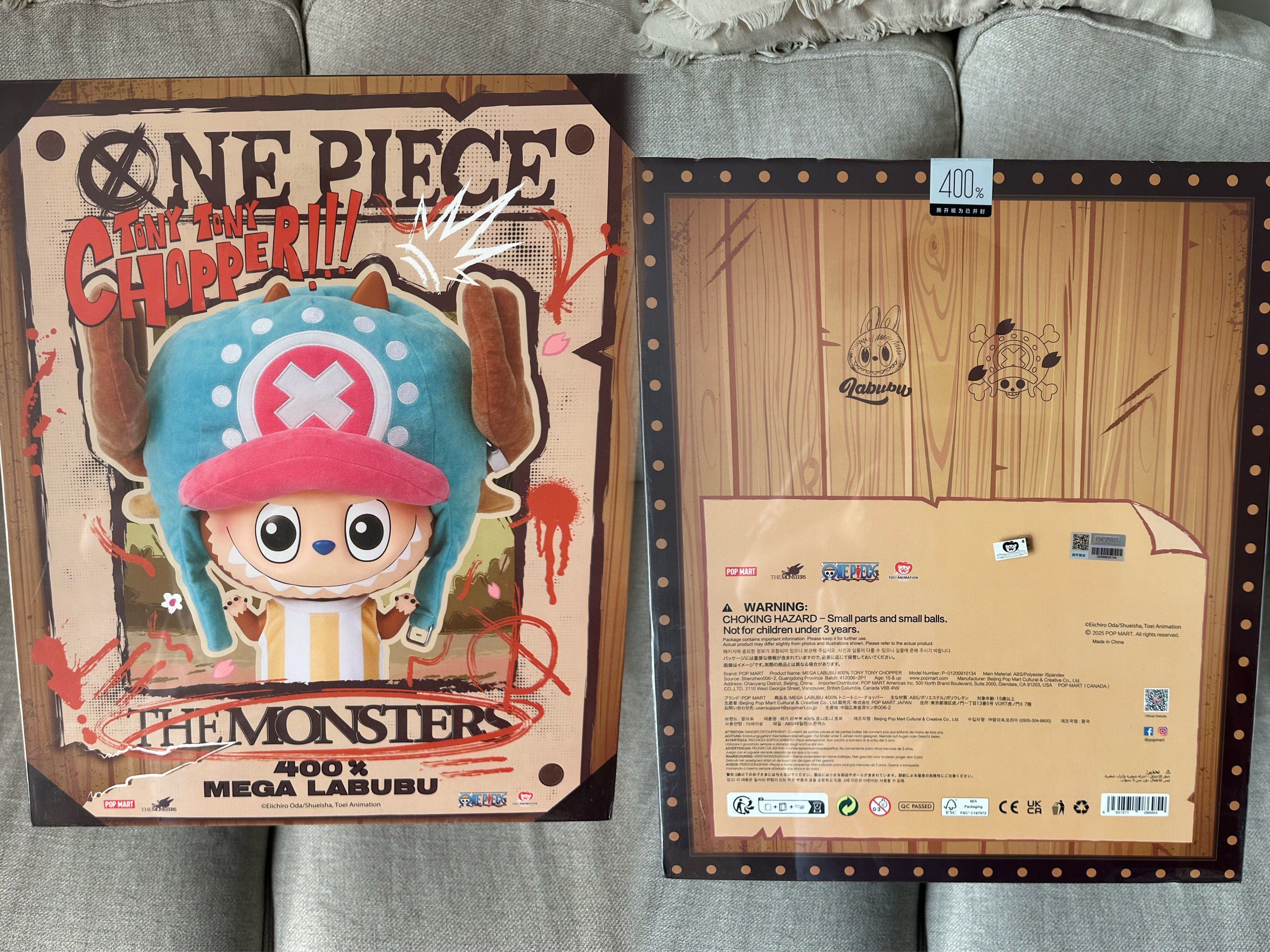 One Piece Tiny Tiny Chopper 400% Mega Labubu Figure, Hobbies & Toys ...