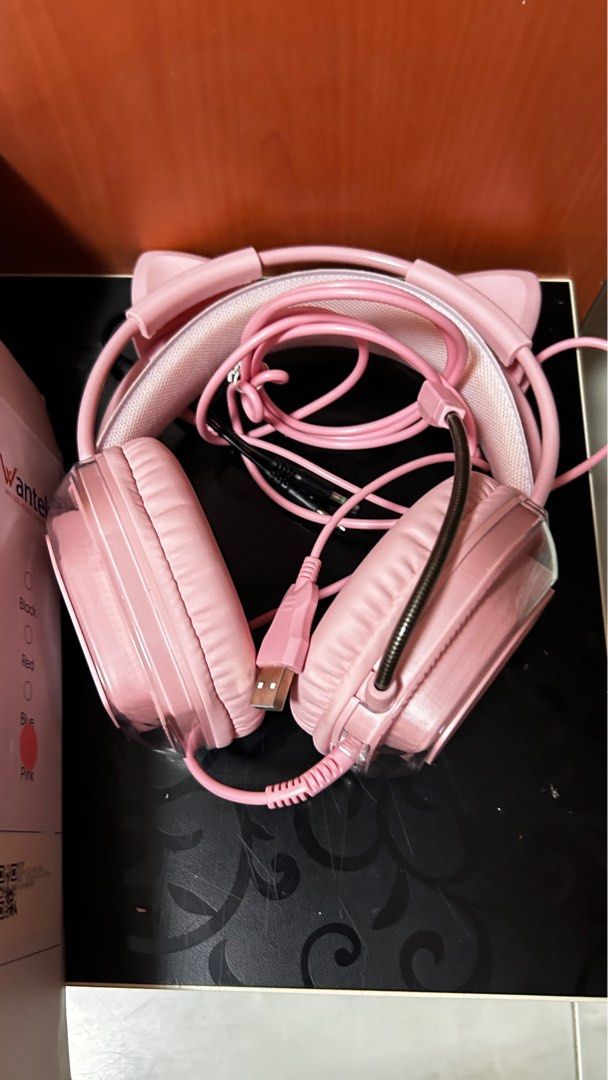Pink Cat Ear Gaming Headset, Audio, Headphones & Headsets on Carousell