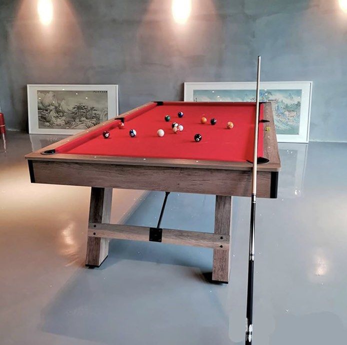 Wooden Pool Table with Red Felt, Sports Equipment, Sports & Games ...