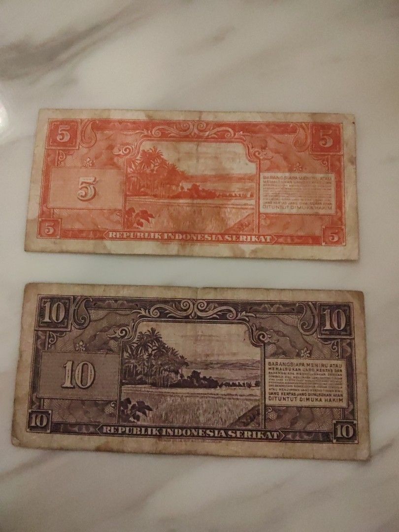1950 Indonesia 5 and 10 Soekarno notes, Hobbies & Toys, Memorabilia ...