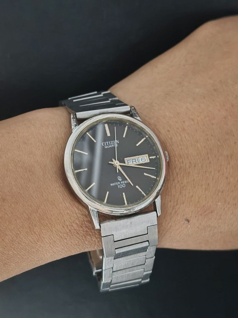 Citizen CQ brown Dial With Window day date Vintage Mens Watch Japan ...