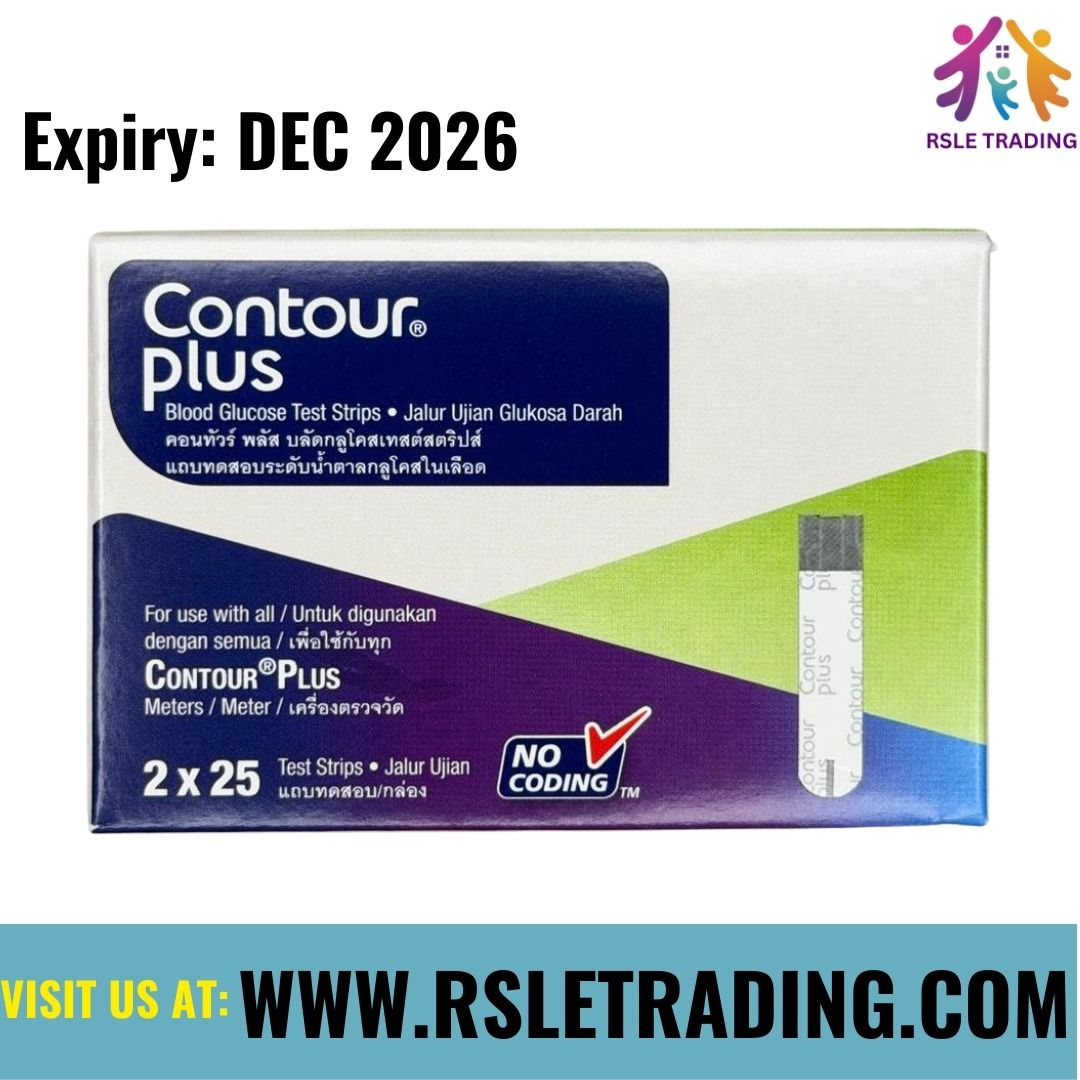 Contour Plus Blood Glucose Test Strips 50's, Health & Nutrition ...