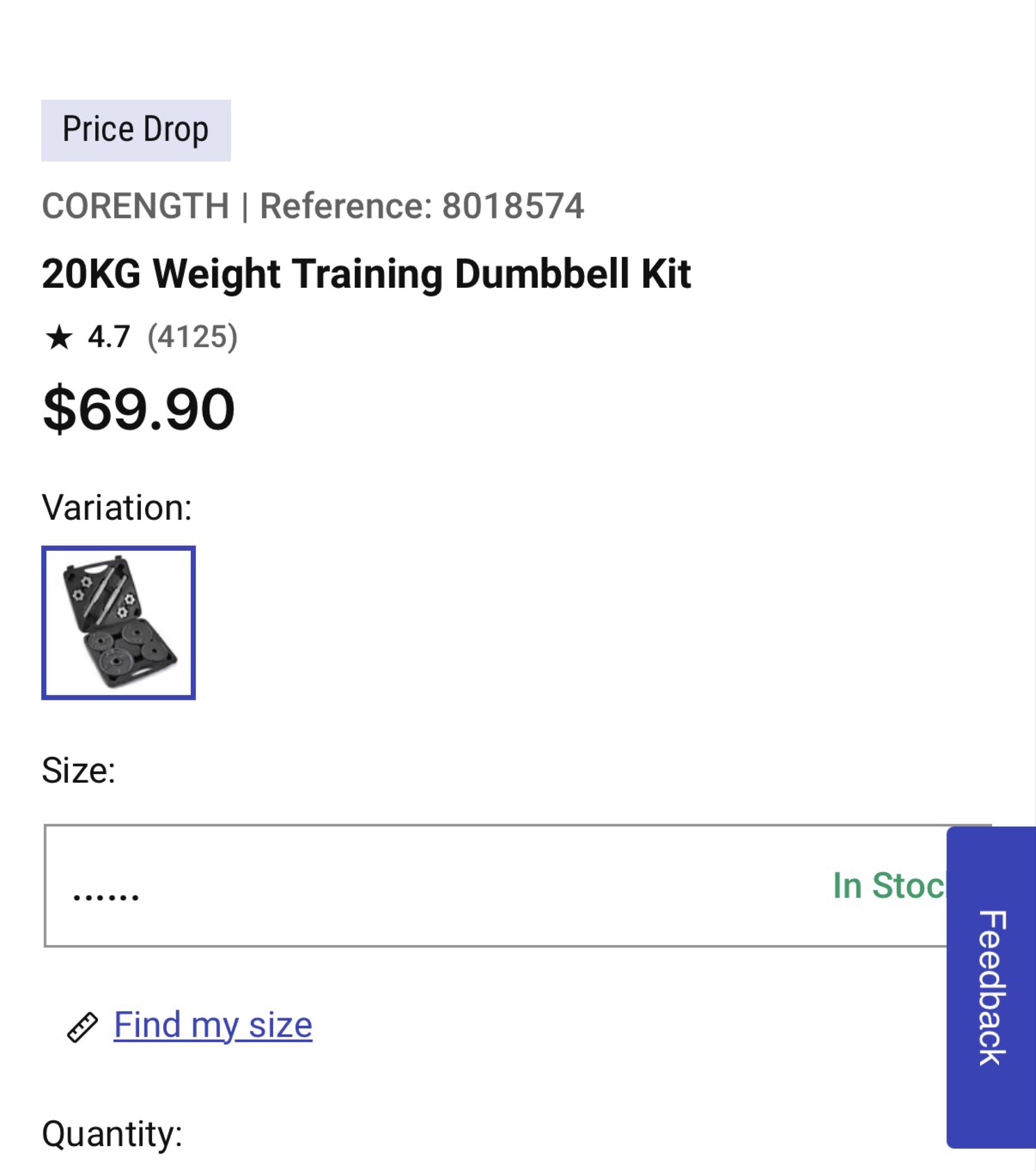 Corength 20KG Weight Training Dumbbell Kit, Sports Equipment, Exercise ...